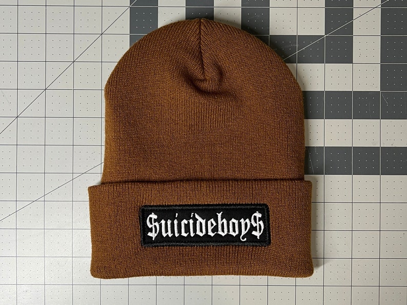 SUICIDEBOYS Khaki Brown Embroidered Beanie / G59/ Headwear/ One Size ...