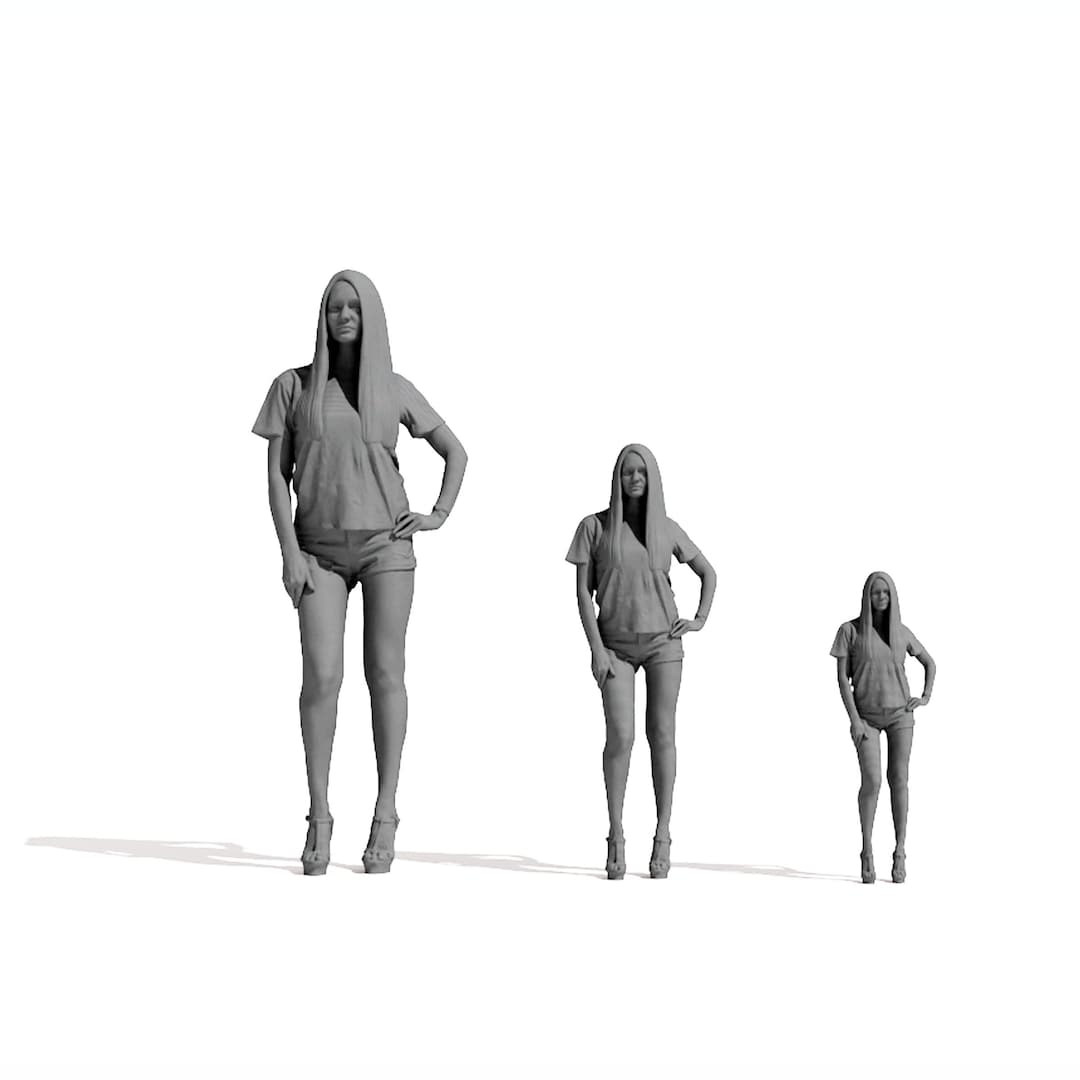 Miniature Teenage Girl Figure in Casual Outfit, Hands on Hips Pose ...