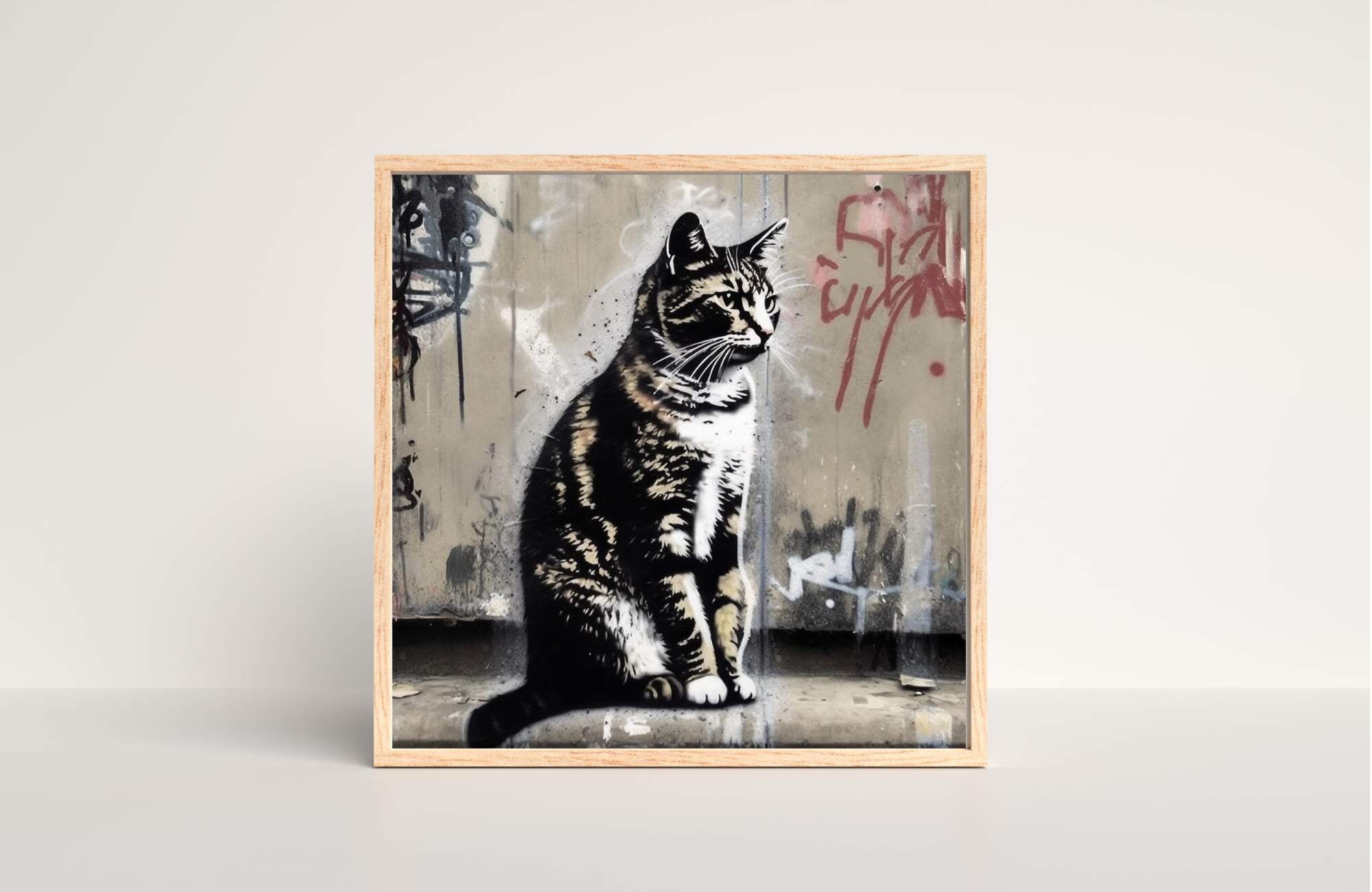 Purr-fectly Street: Banksy-inspired Cat Digital Download 2 for Cat Fans - Etsy