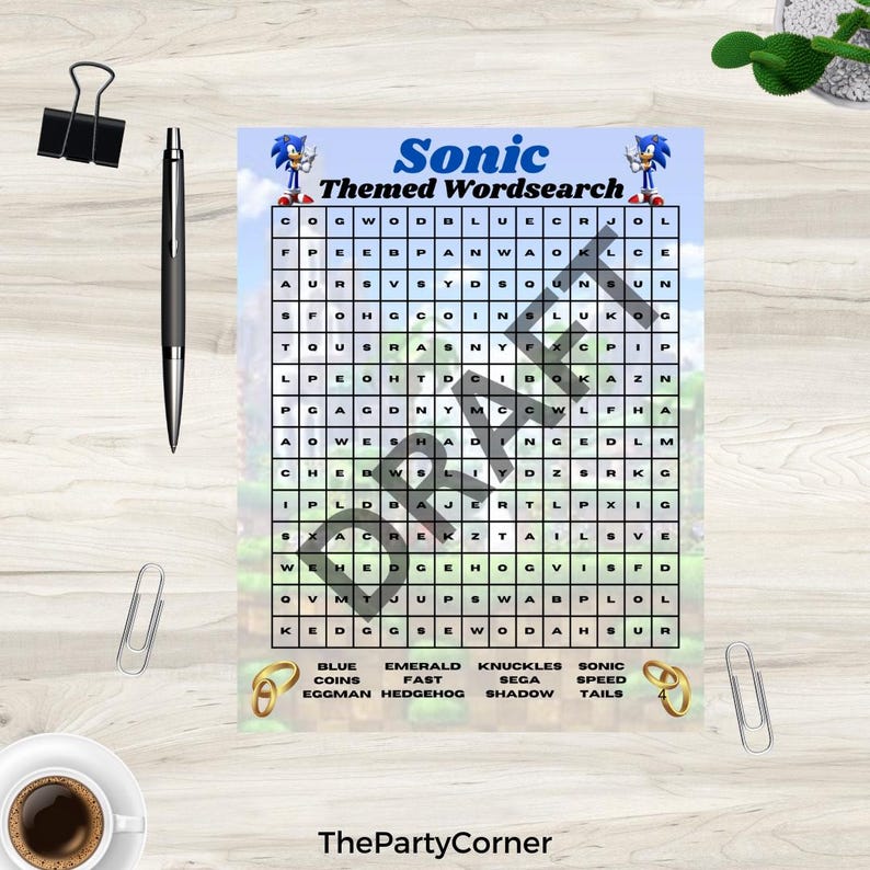 Sonic the Hedgehog Downloadable Word Search Game - Etsy