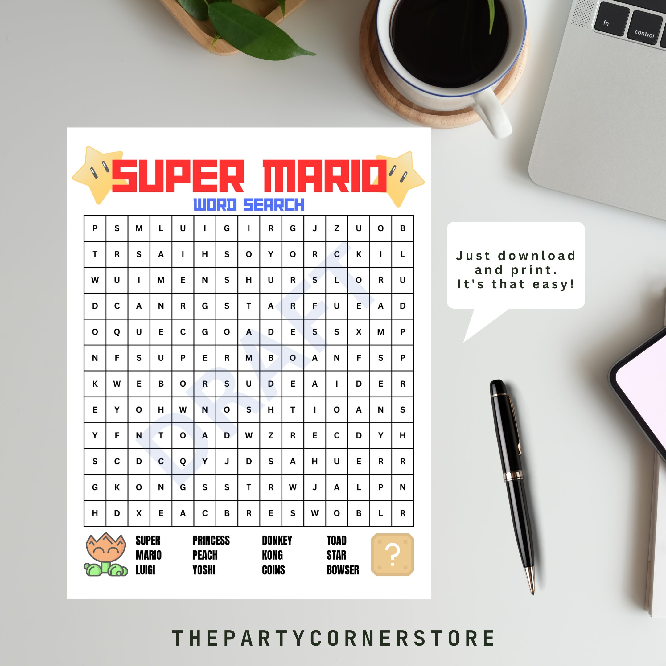 Super Mario Downloadable Word Search Game - Etsy