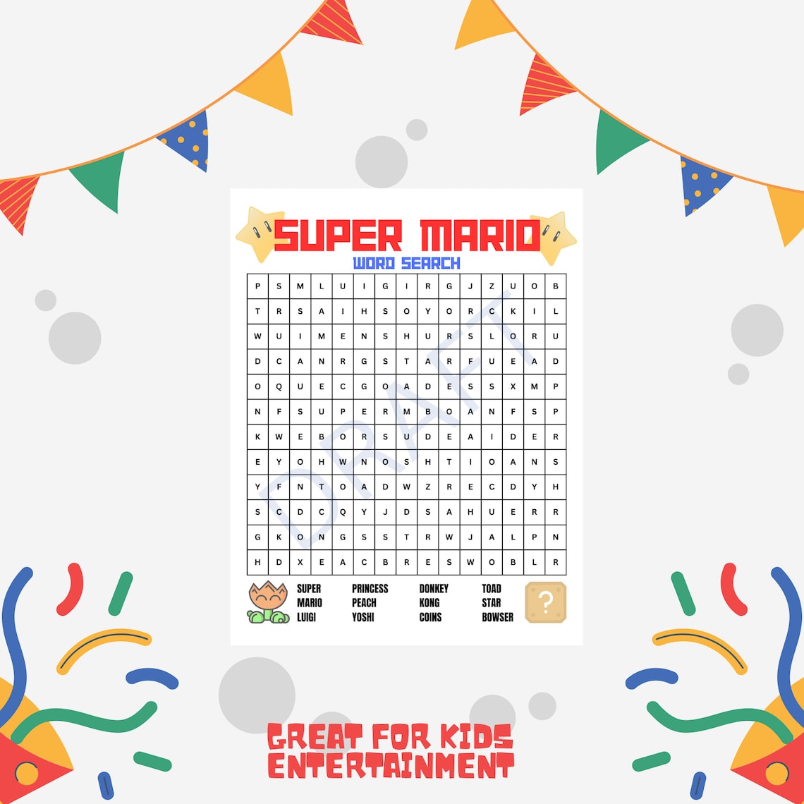Super Mario Downloadable Word Search Game - Etsy