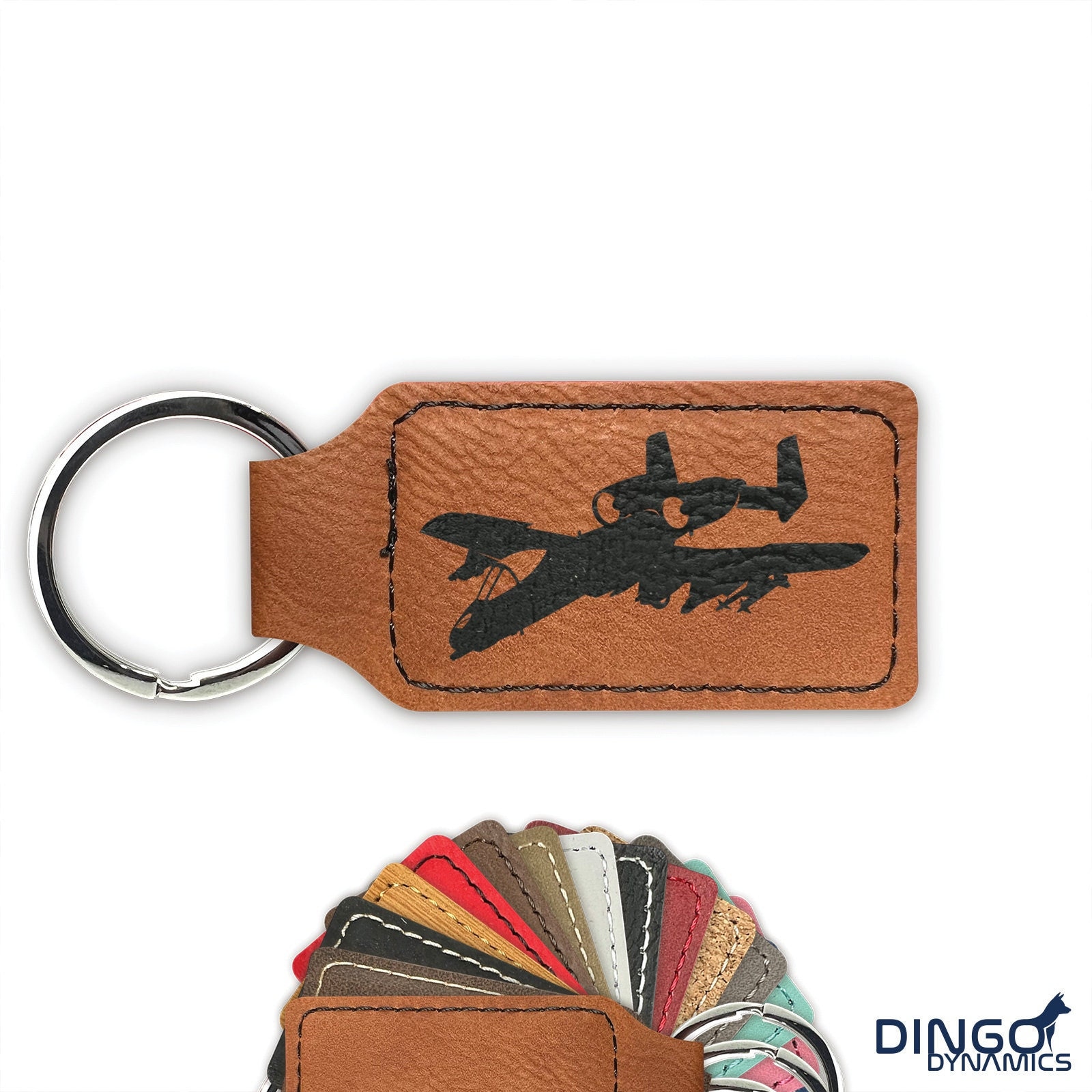 A-10 Thunderbolt II Keychain / Rectangle Leatherette / Laser Engraved ...