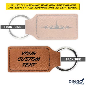 Flying C-130 Hercules Keychain / Rectangle Leatherette / Laser Engraved ...