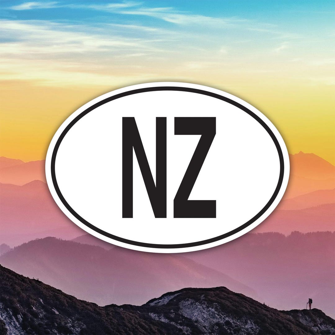 NZ New Zealand Country Code Euro Oval Sticker Decal / Die Cut / Many ...