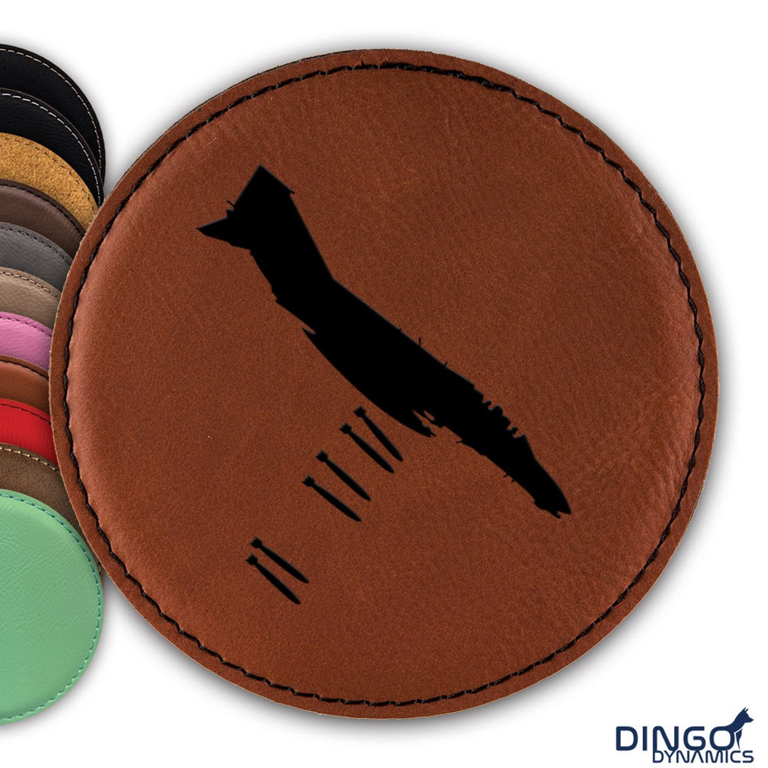 F-4 Phantom Dropping Bombs Coaster / Laser Engraved Leatherette Round ...