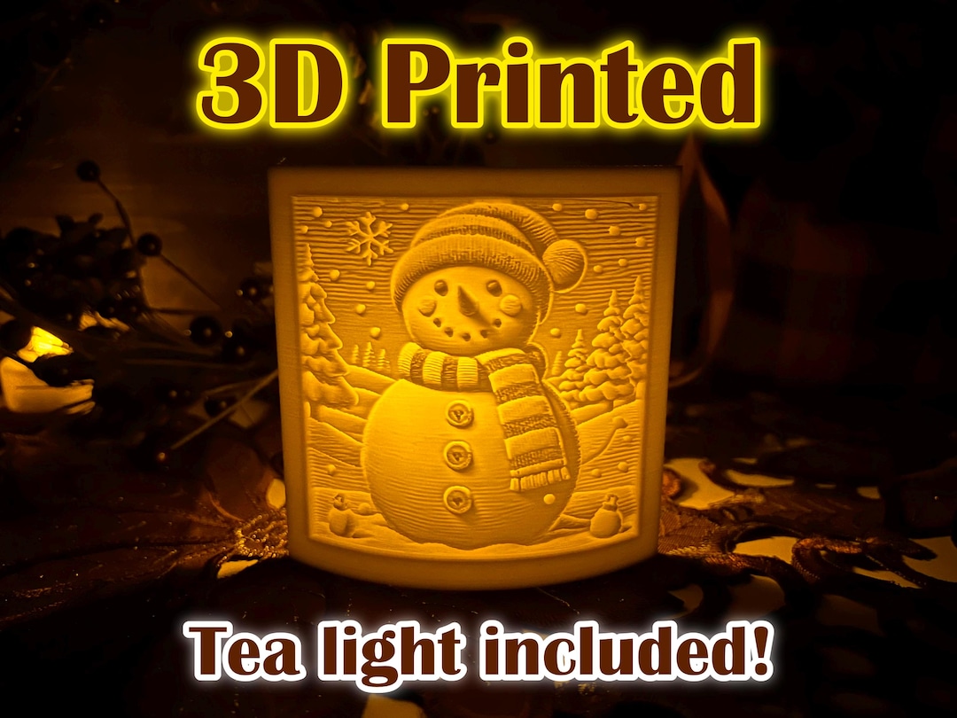 Snowman Christmas Lithophane - 3D Printed Lithophane With Light - Light ...