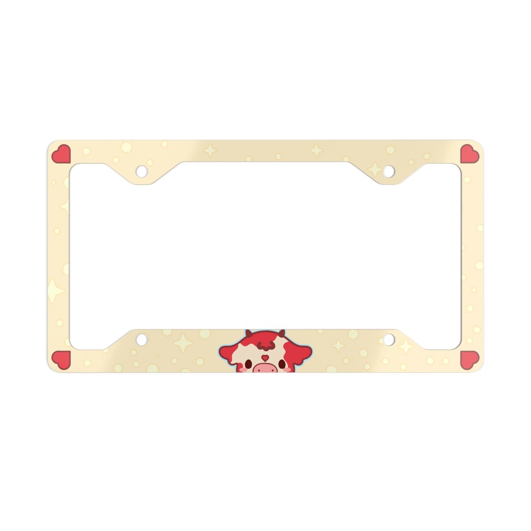 Cute Strawberry Fruit Cow License Plate Frame - Etsy