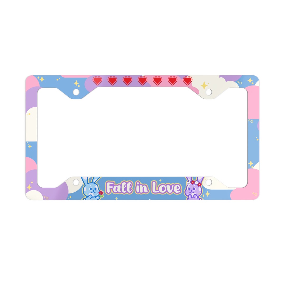 Cute Pastel Kawaii Bunny Pink and Blue License Plate Frame Unique Gift ...