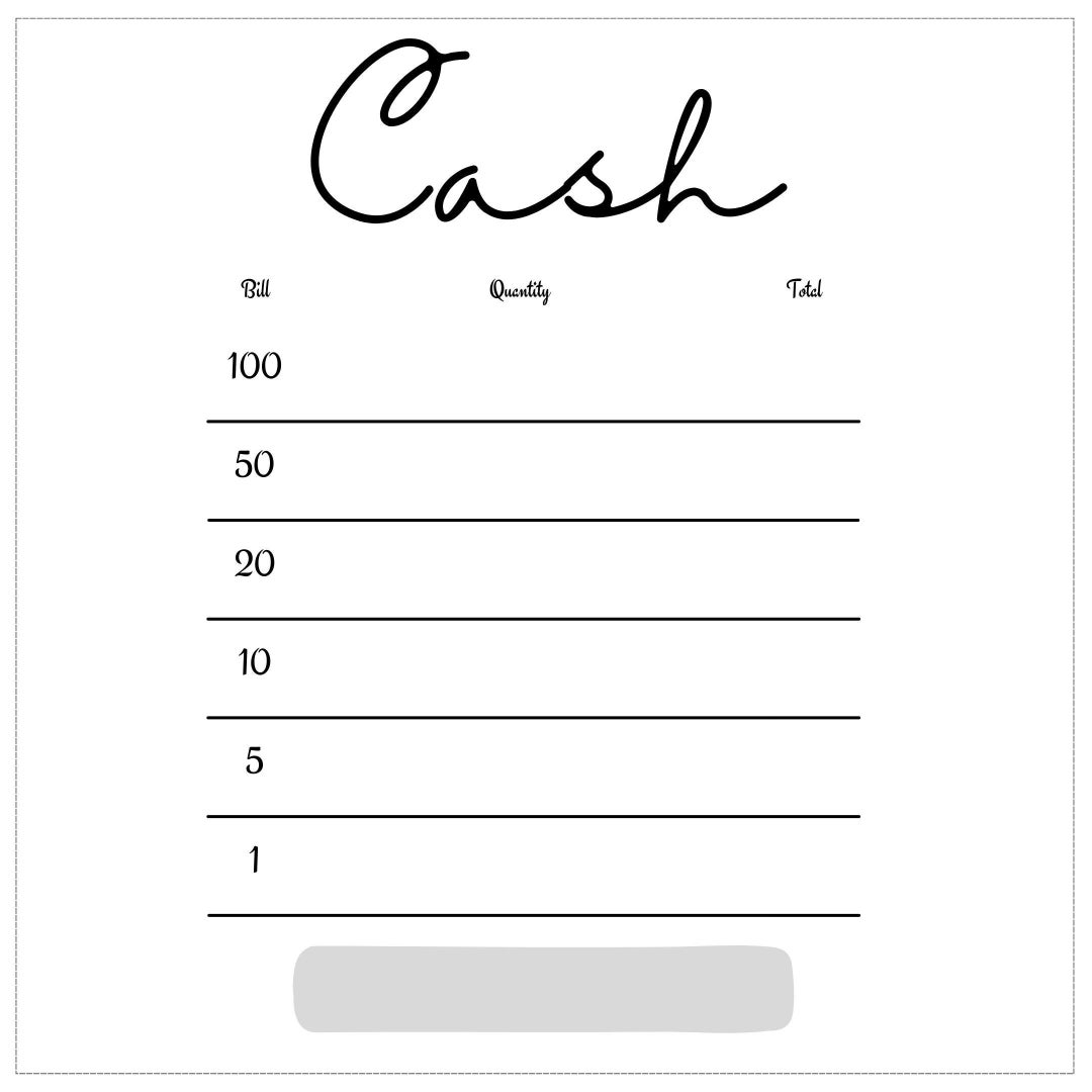 Cursive Cash Teller Slips for Budgeting Perfect for Cash Stuffing ...