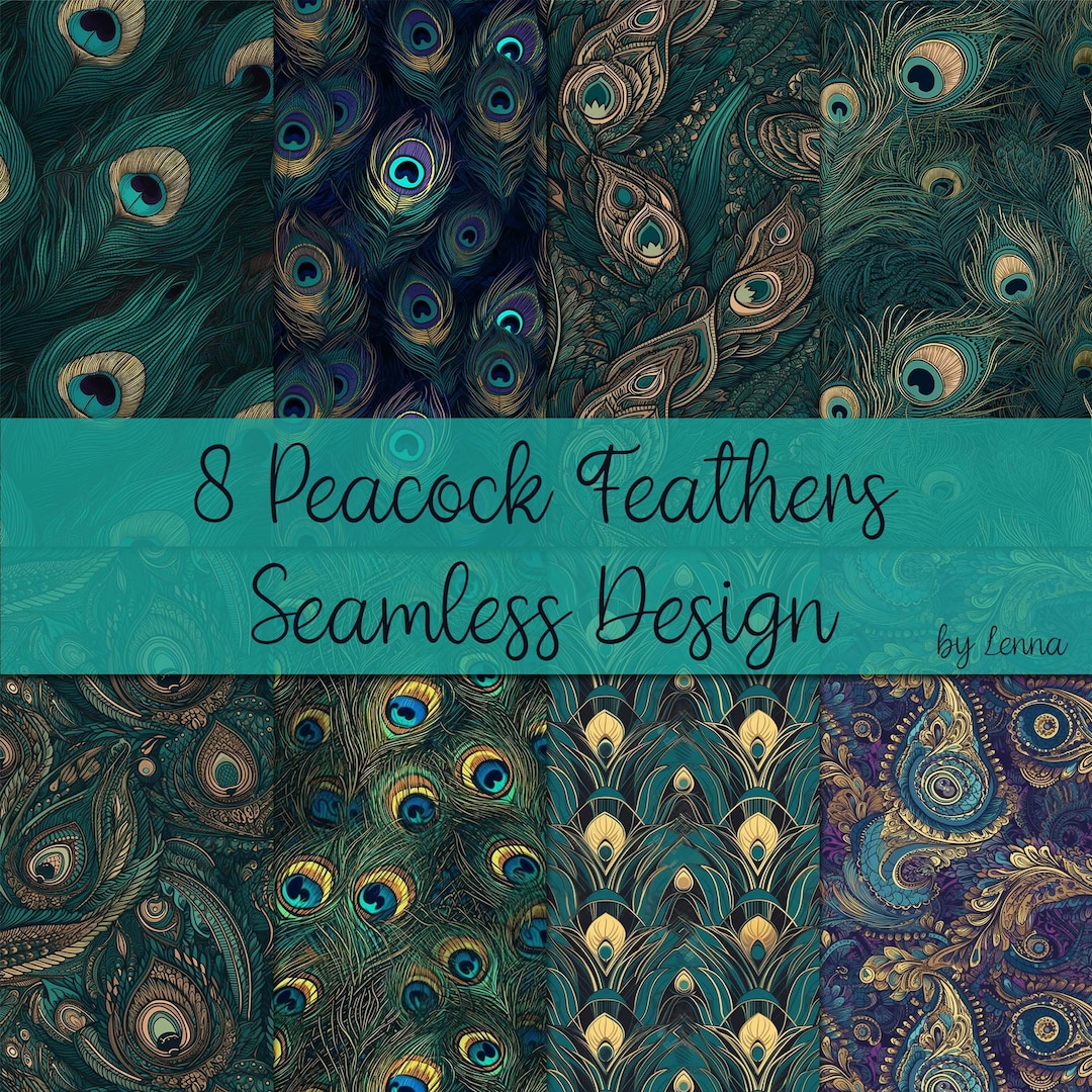 Peacock Feathers Digital Papers Seamless Design - Etsy
