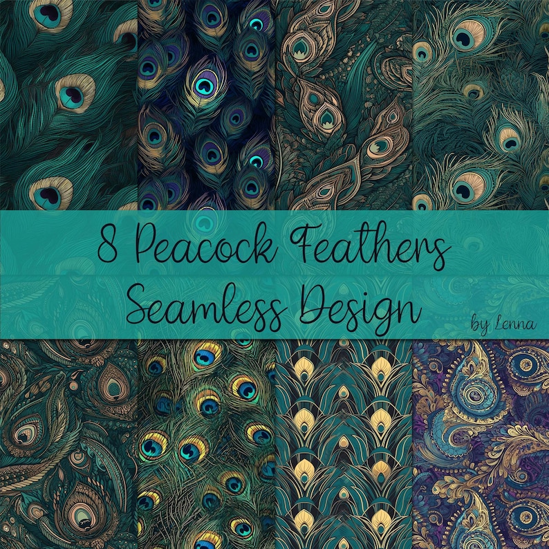 Peacock Feathers Digital Papers Seamless Design - Etsy