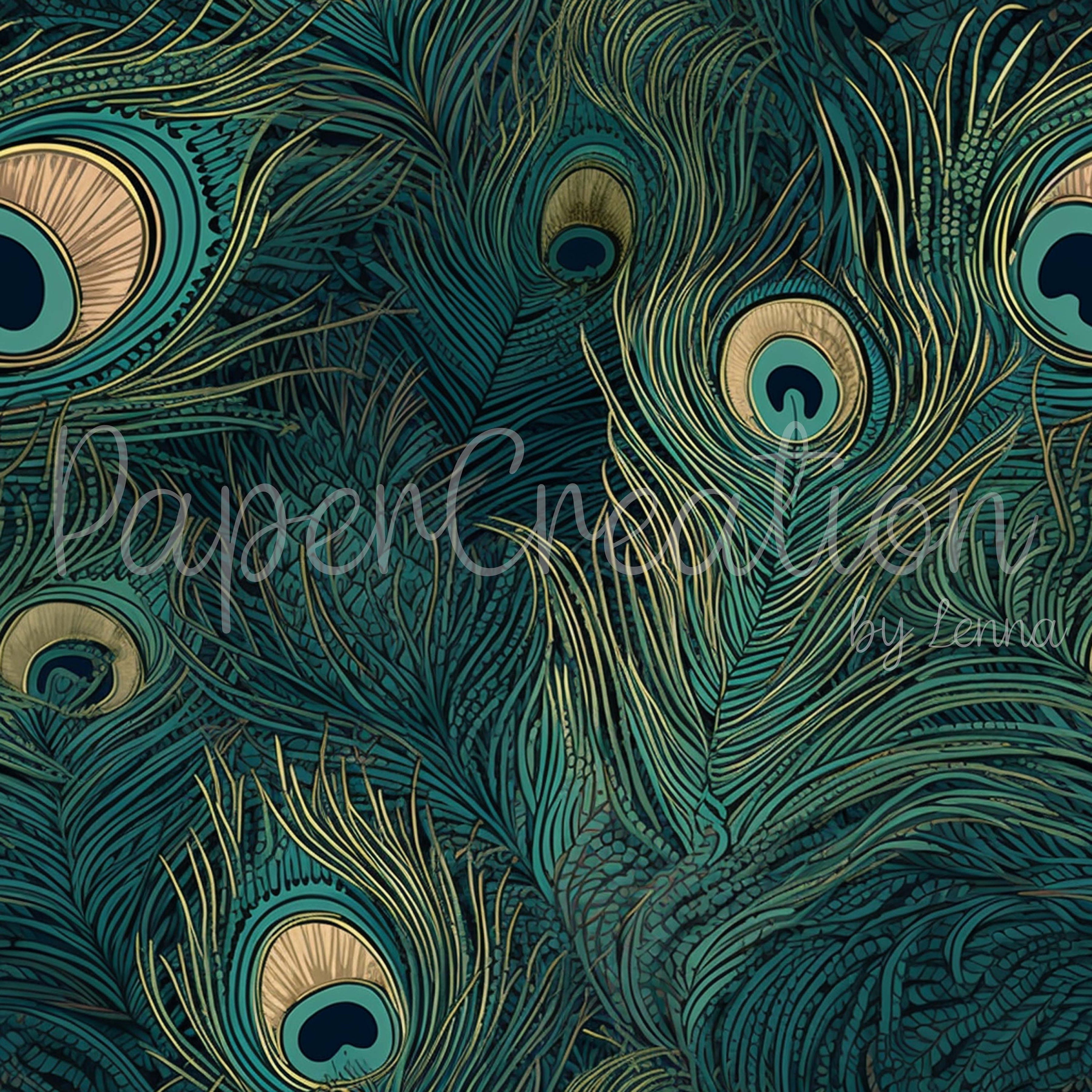 Peacock Feathers Digital Papers Seamless Design - Etsy