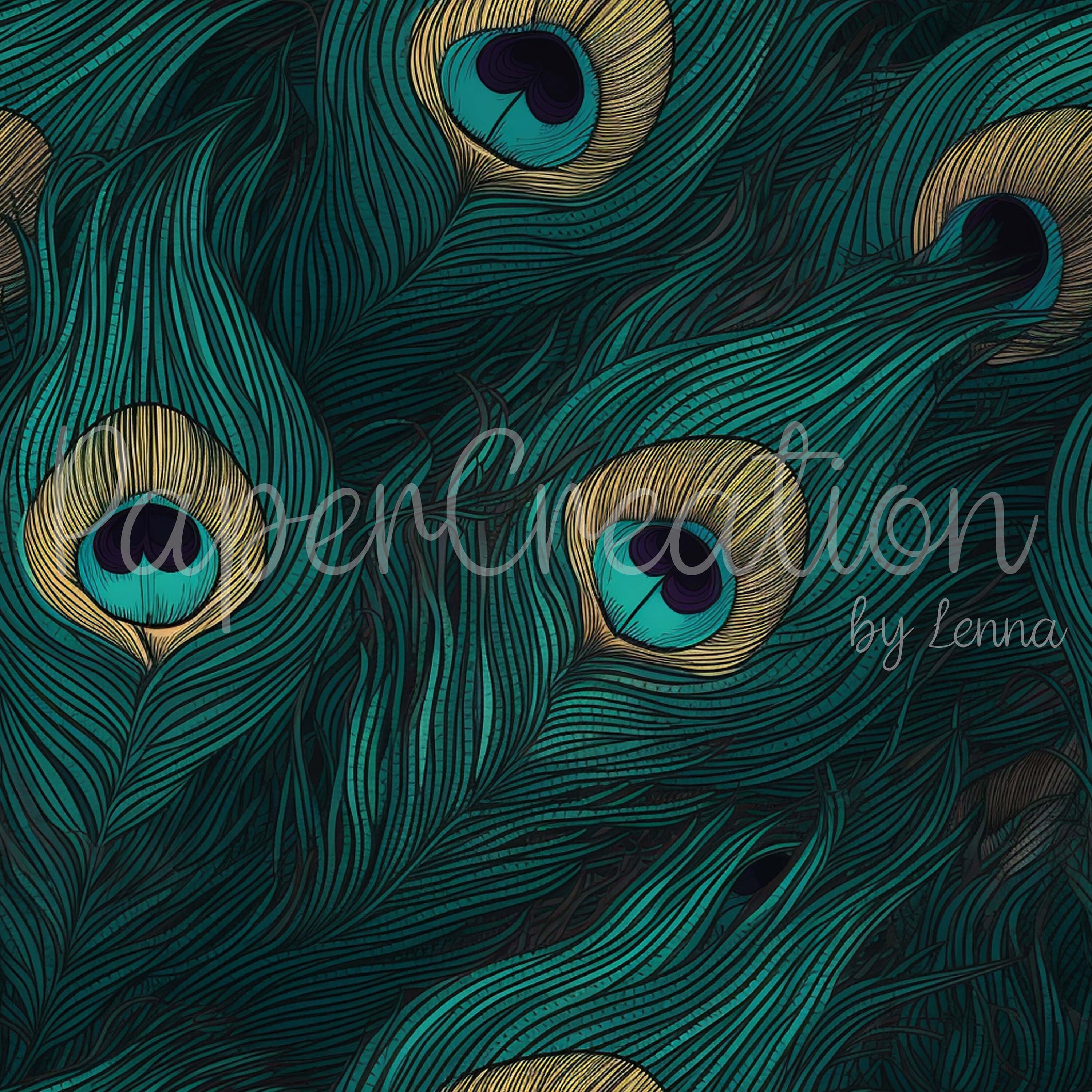 Peacock Feathers Digital Papers Seamless Design - Etsy