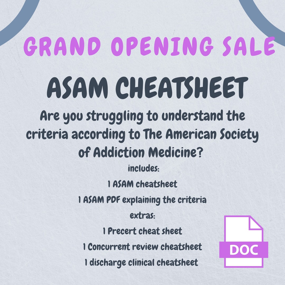 ASAM CHEATSHEET Form American Standard of (Instant Download) - Etsy