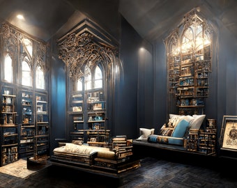 Study Library Fantasy | Zoom Virtual Backgrounds | Backdrop | Office ...