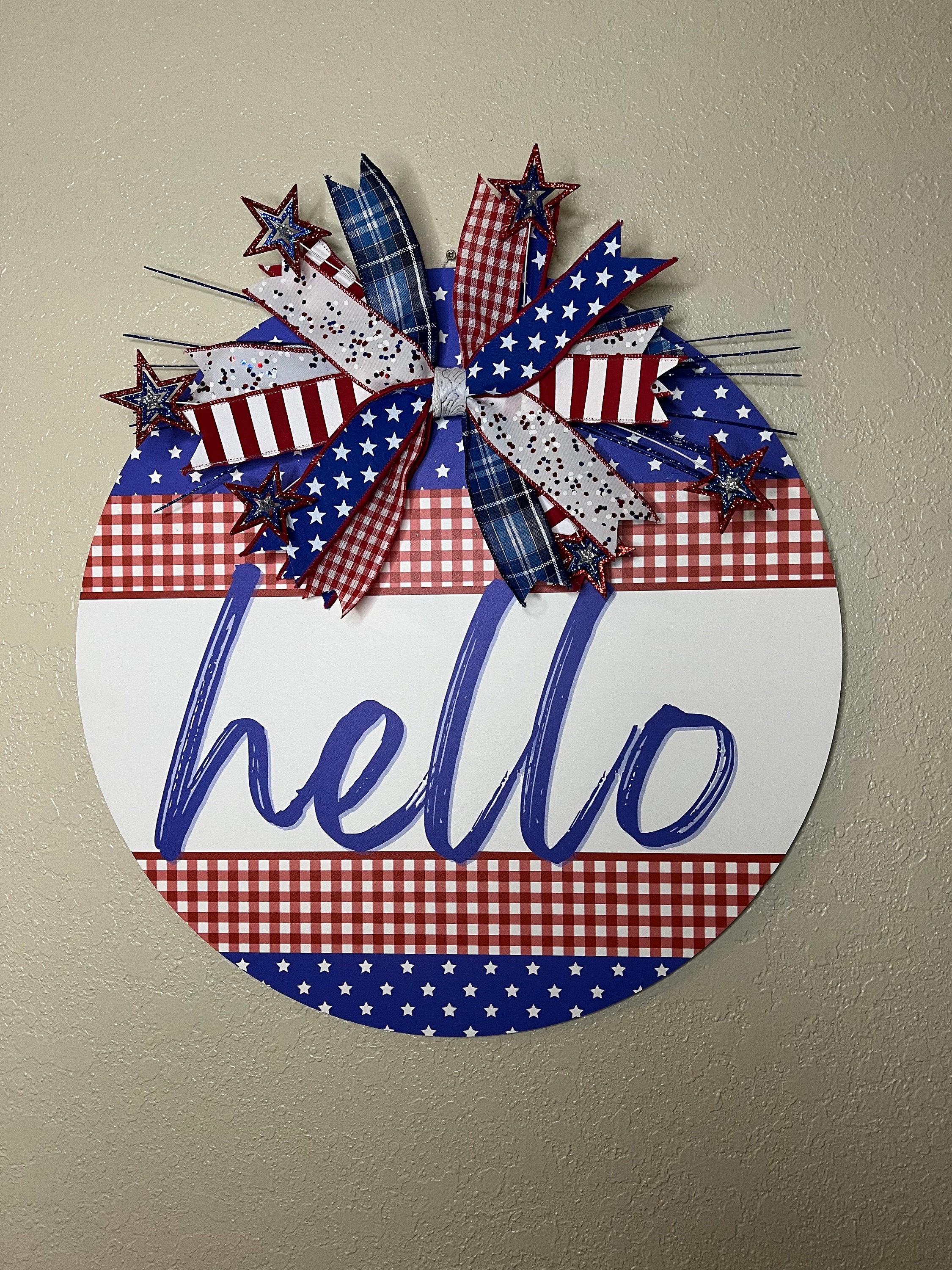 Patriotic "hello" Door Hanger - Etsy