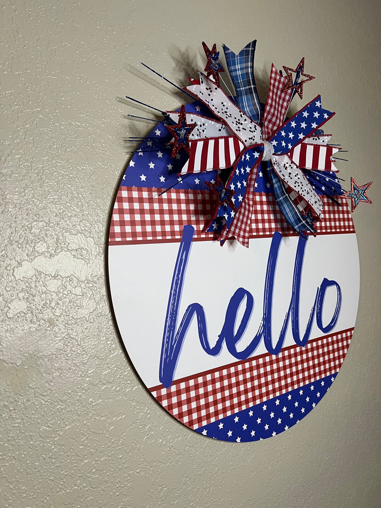 Patriotic "hello" Door Hanger - Etsy