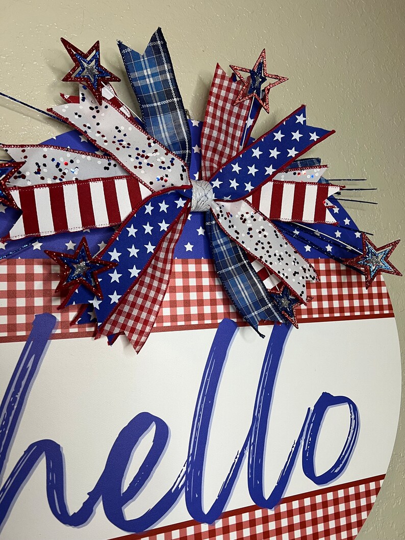 Patriotic "hello" Door Hanger - Etsy