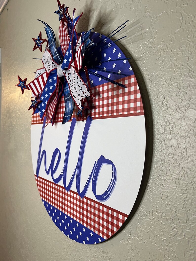 Patriotic "hello" Door Hanger - Etsy