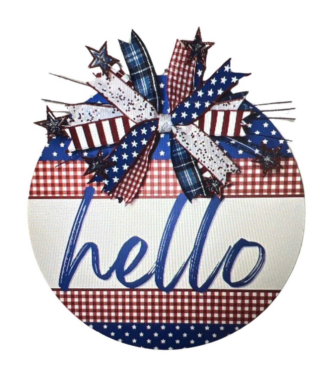 Patriotic "hello" Door Hanger - Etsy