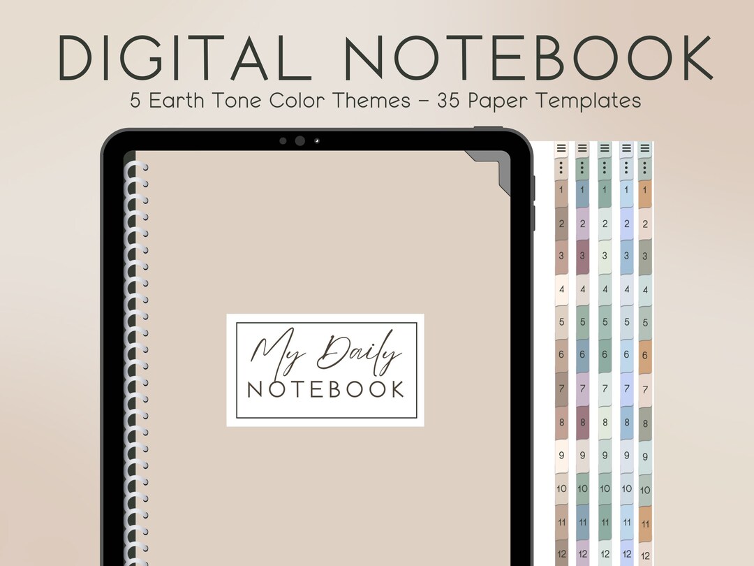 Earth Tone Digital Notebooks, Goodnotes Notebook, Notebook With Tabs ...