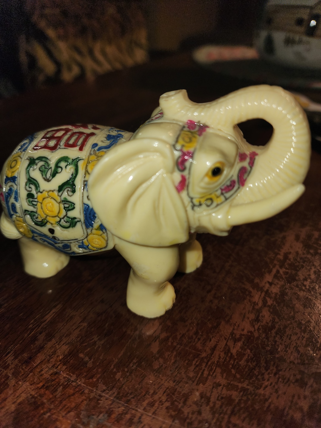 Hand Painted Resin Good Luck Elephant Figurine - Etsy