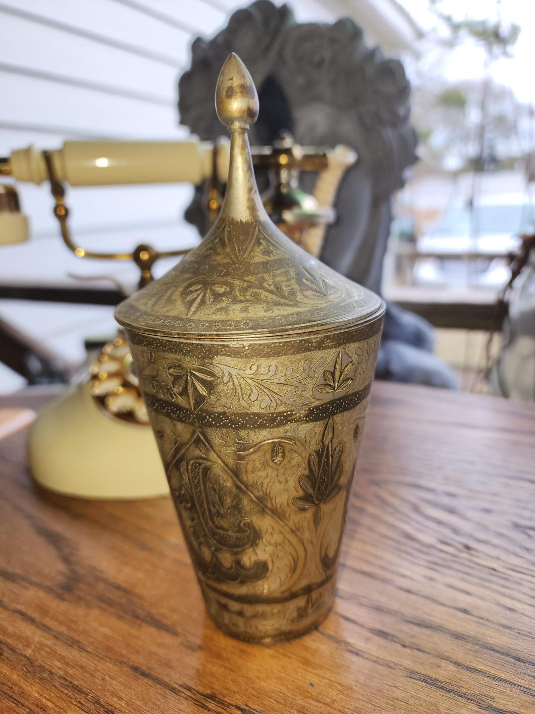 Islamic Engraved Brass Lidded Cup Floral Middle Eastern Vessel - Etsy