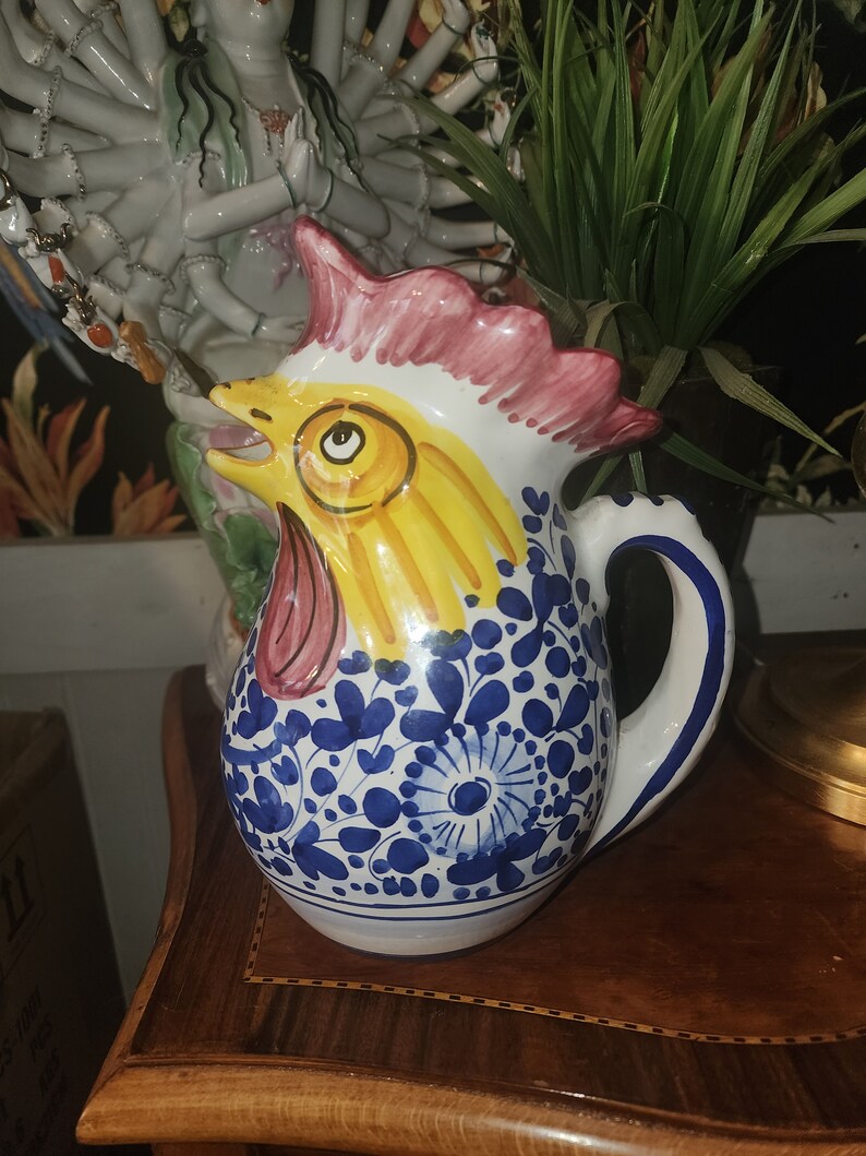 Vintage Deruta Italy Rooster Art Pottery Mini Pitcher, Creamer or Vase ...