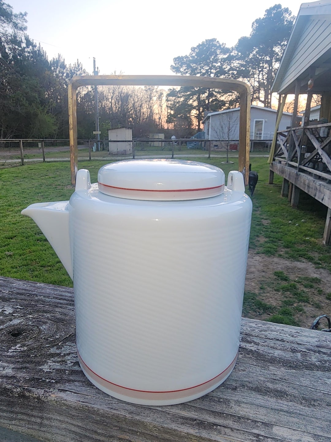 DANSK Vintage Jack Lenor Larsen Bamboo Ceramic MCM Teapot With Brass ...