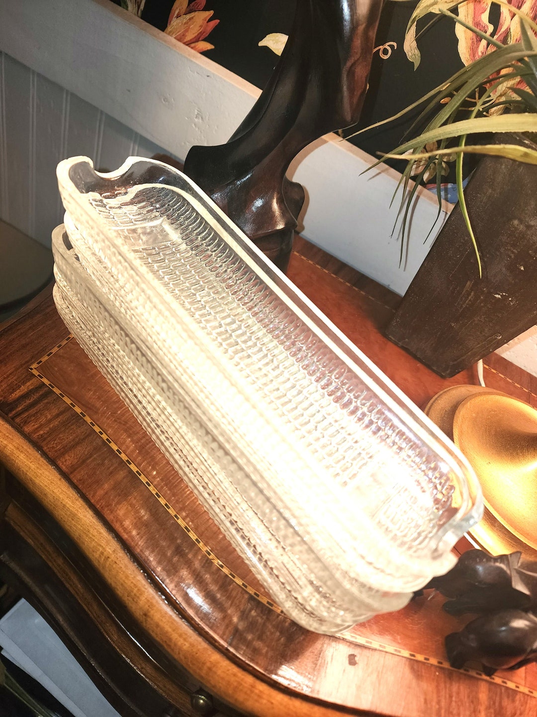 Vintage Decor, Glassware, Midcentury Home, Corn on the Cob Holder ...