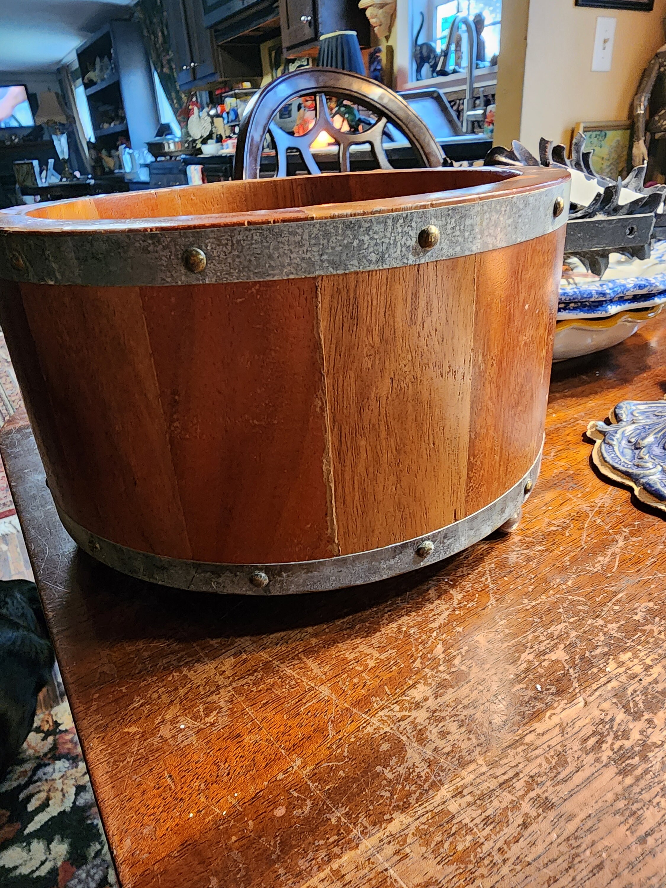 Vintage Barrel Stand Wooden With Three Feet Wood and Metal - Etsy