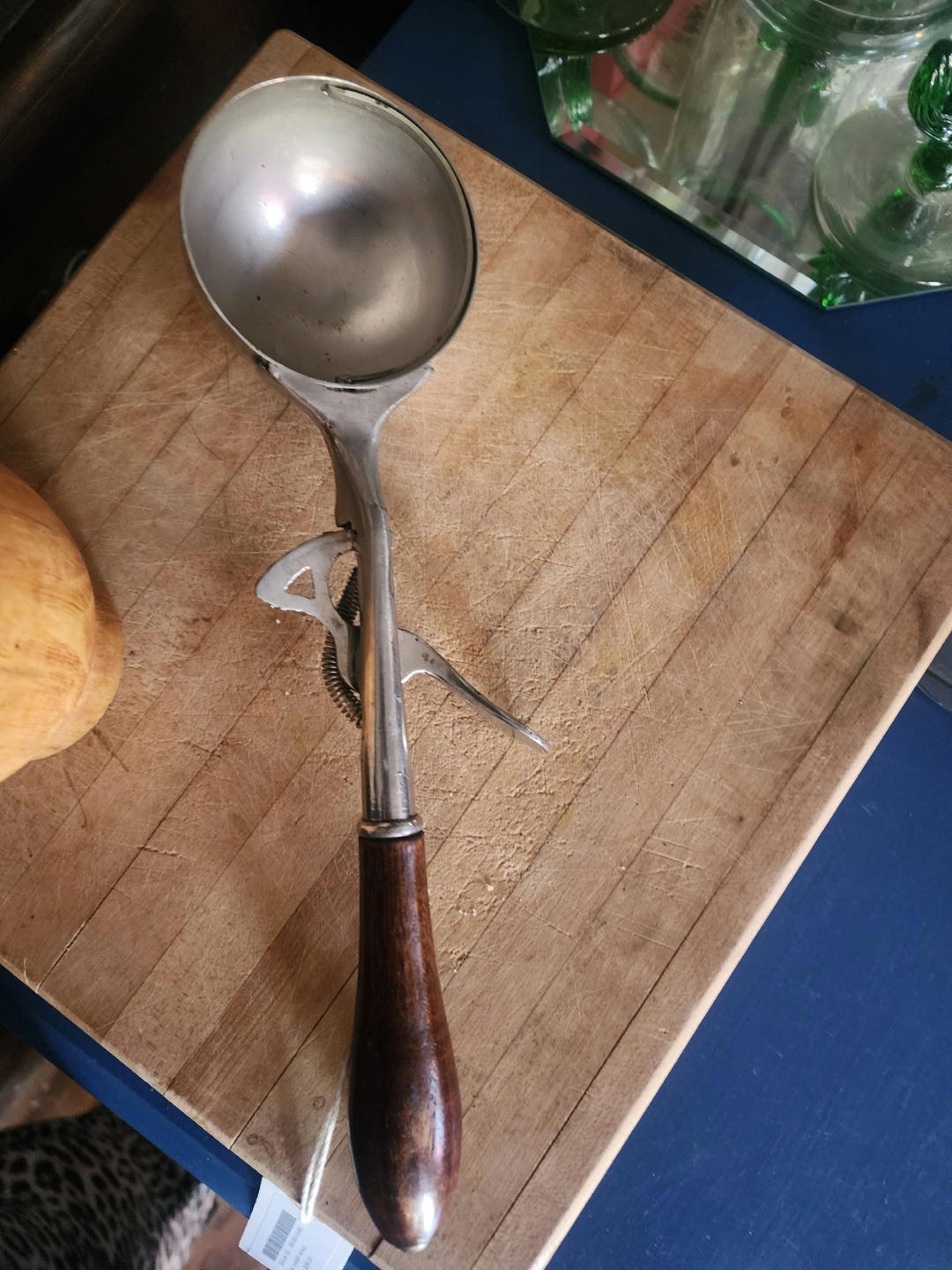 Antique Ice Cream Scoop With Beautiful Mahogany Wood Handle Very Large ...