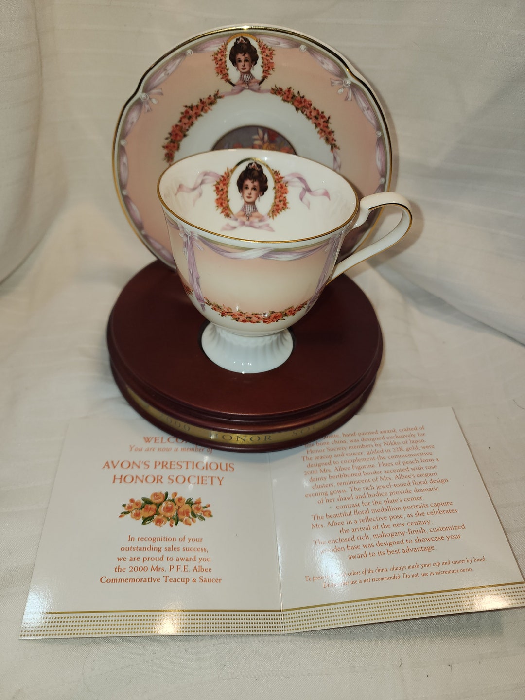 AVON 2000 Honor Society Teacup and Saucer, Mrs. Albee Representative ...