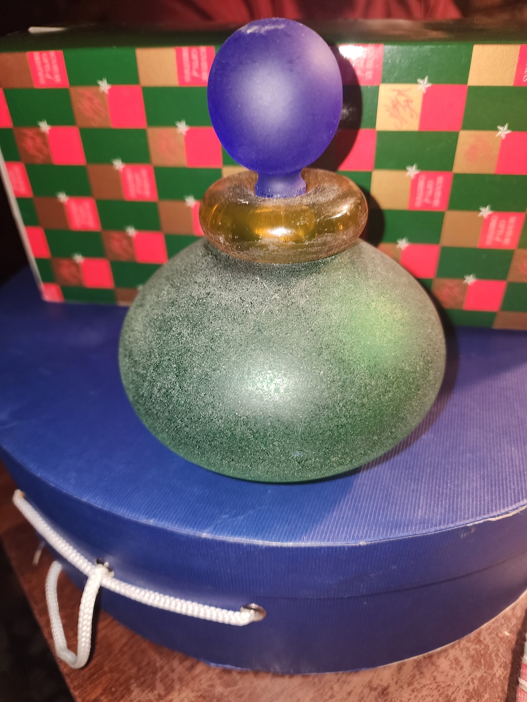 Franco Moretti Satinato Perfume Bottle Rare Green Vintage Italian Glass ...