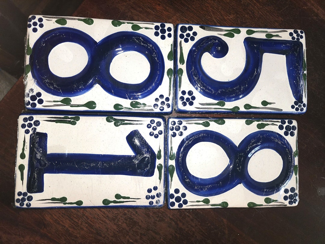 Mexican Tile.house Numbers Set of 4 NEW Blue and White - Etsy