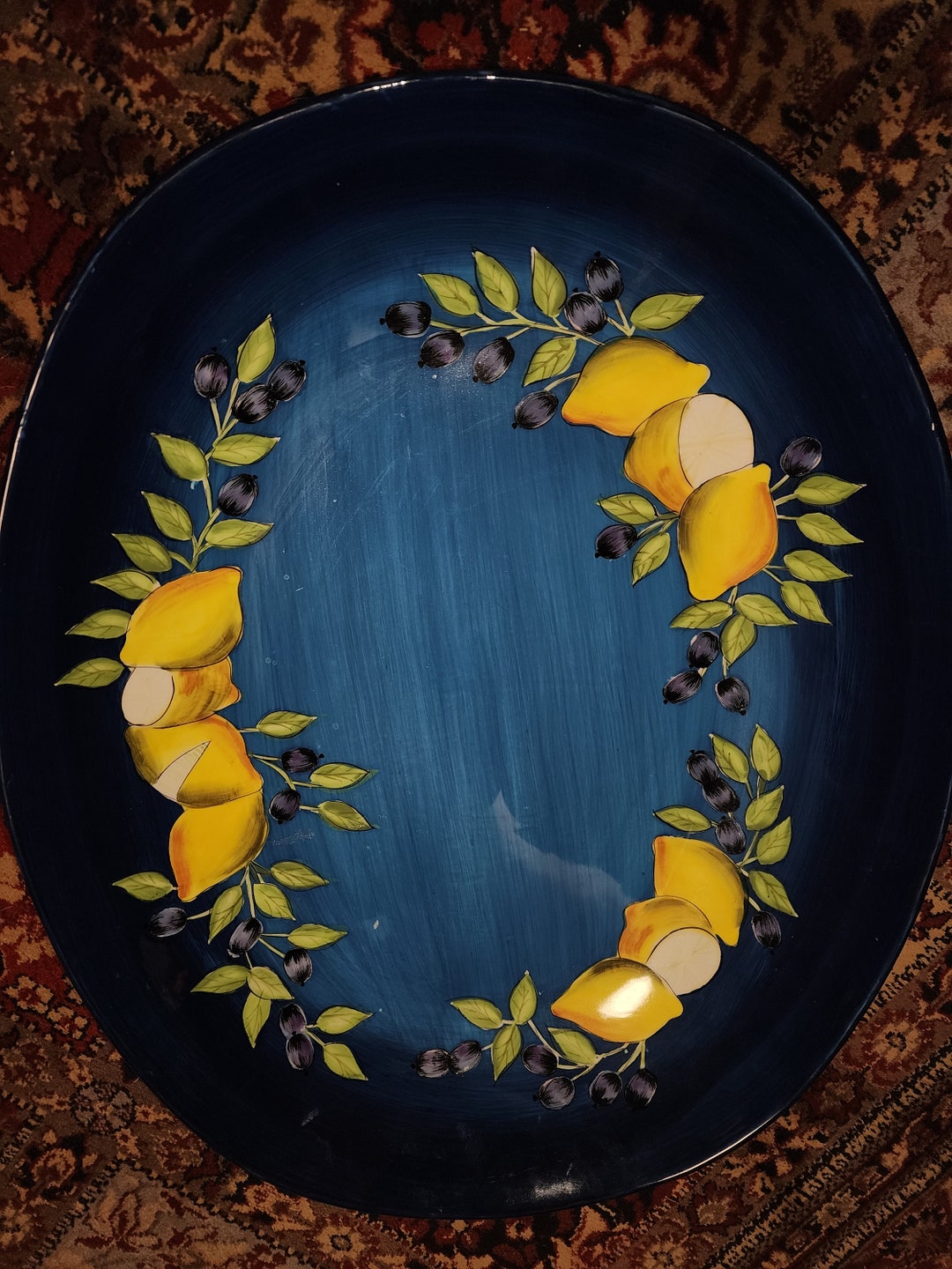 Very Large Platter With Lemons Italian Hand Painted Platter - Etsy