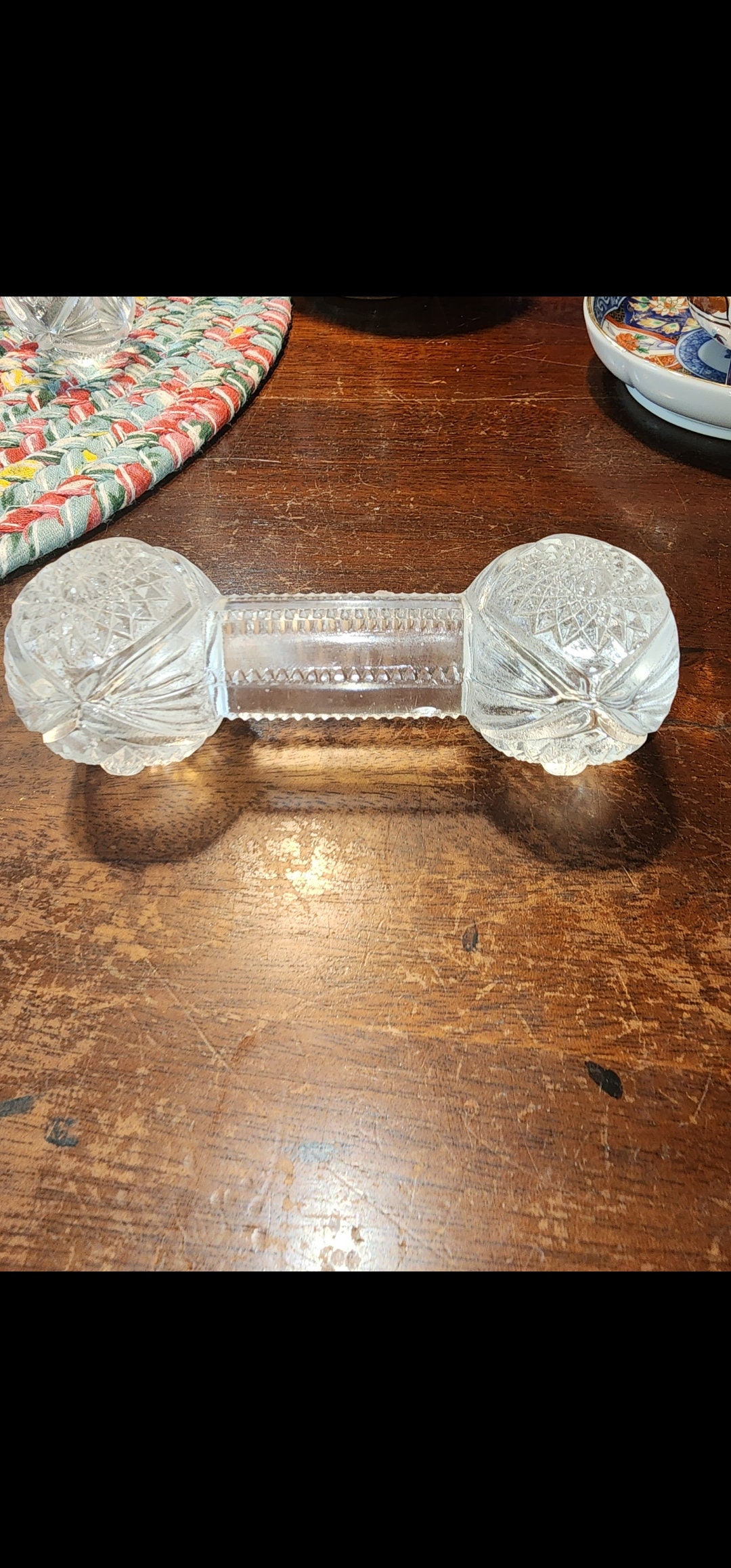 Crystal Knife Rest Faceted Cut Large Vintage Set of Two Multi Design ...