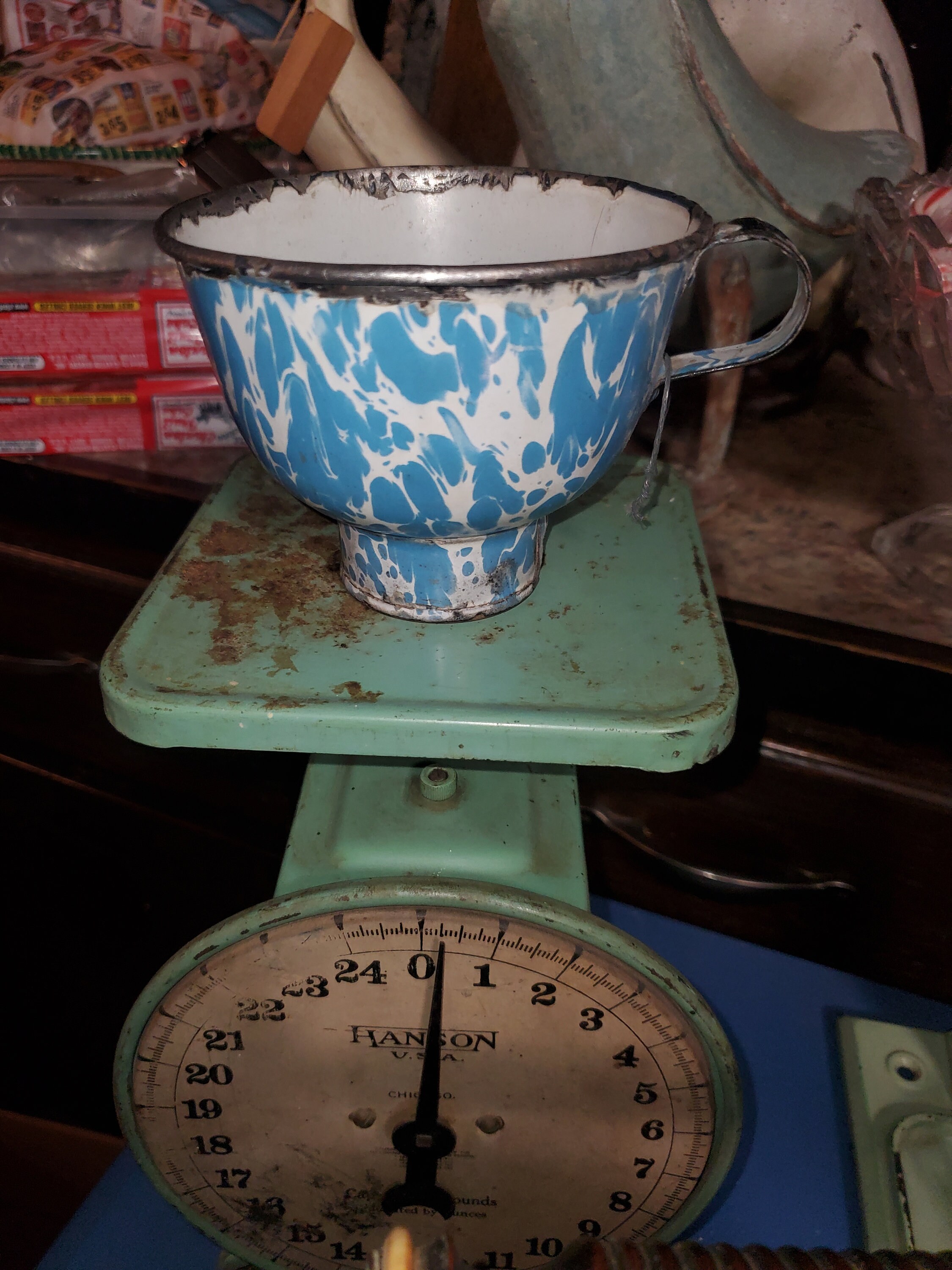 Rustic Blue and White Spatterware Enamel Funnel/farmhouse Kitchen ...