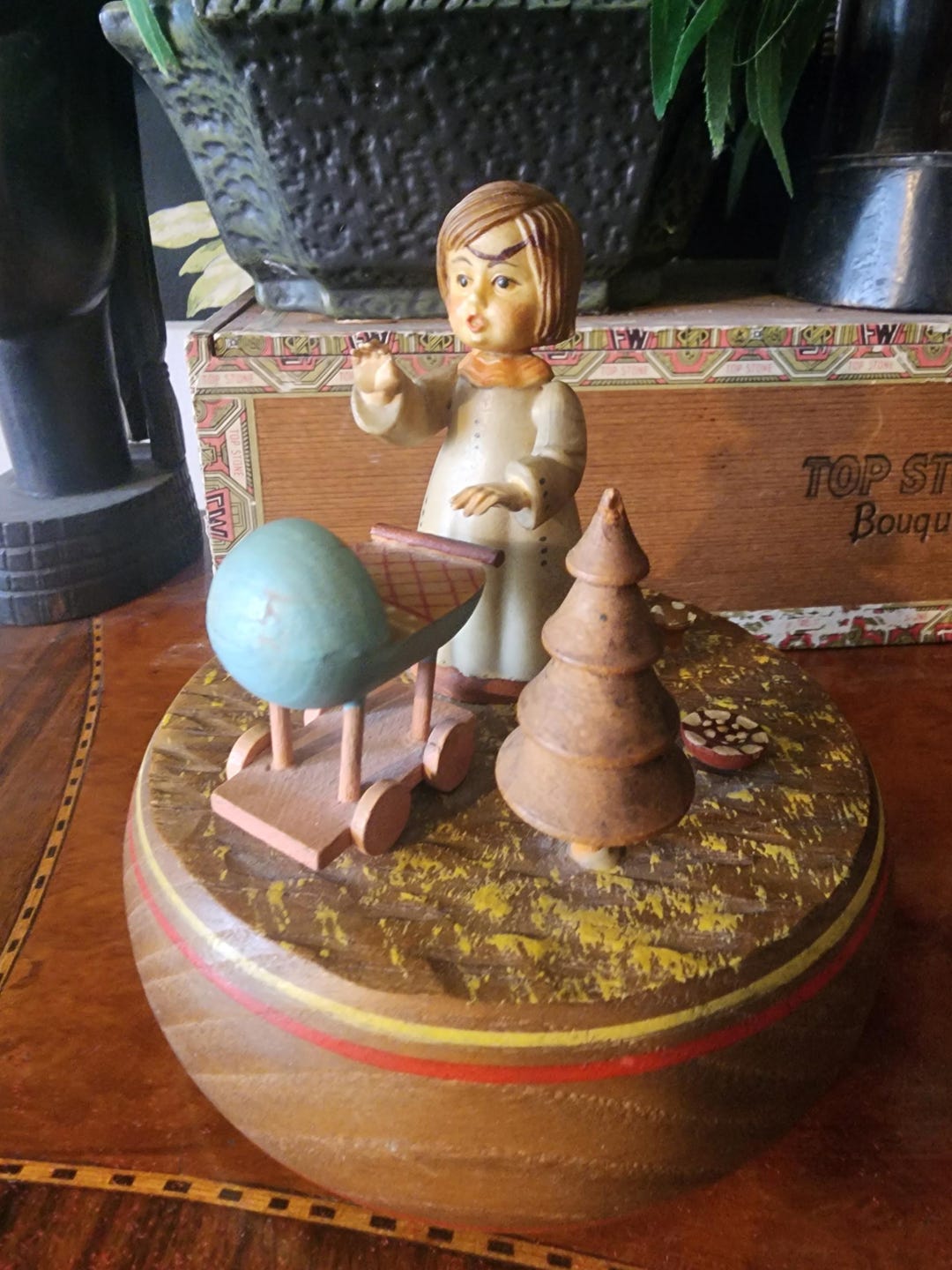 Vintage Anri Music Box: "born Free" Girl With Baby Buggy (damaged) - Etsy