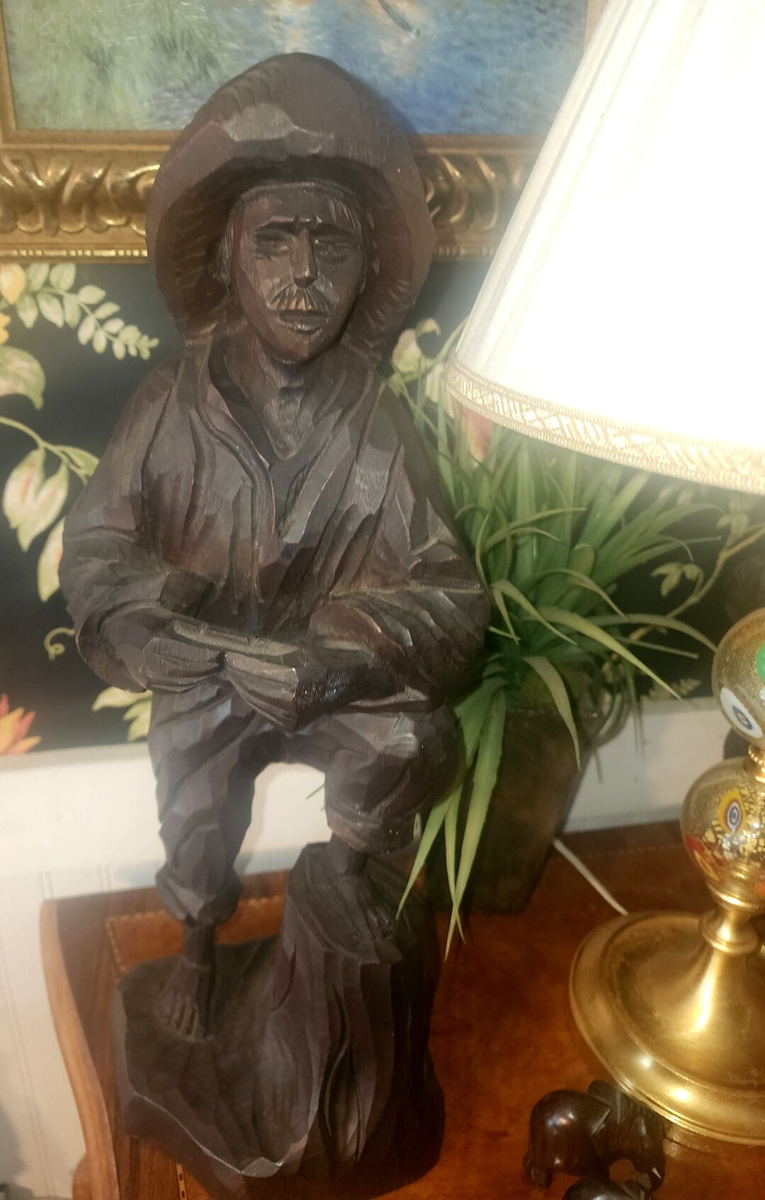 Carved Wooden Statue Large Vintage 17.5 Inch Wood Carved Coal Miner - Etsy