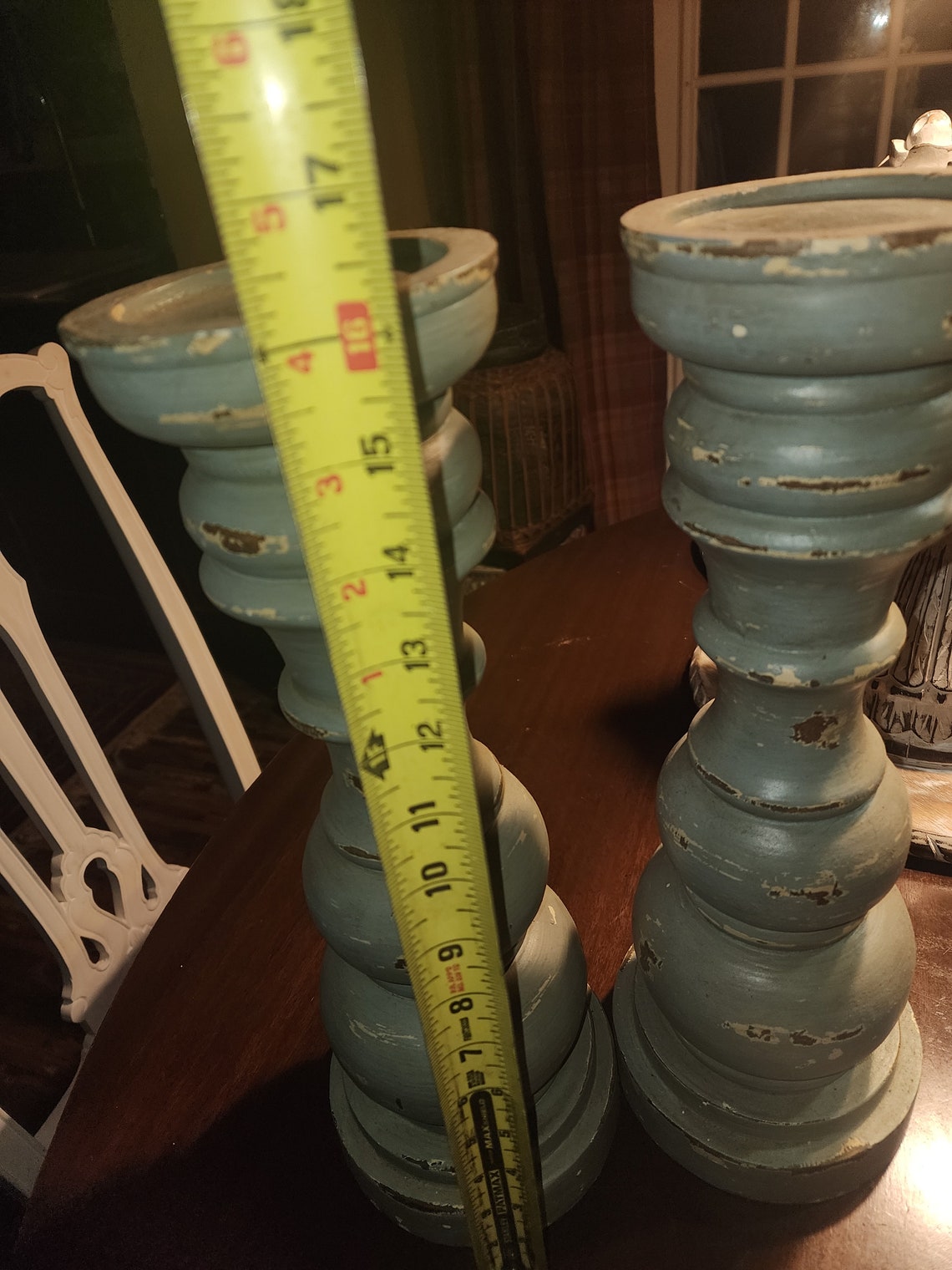Farmhouse Cottage Chippy Wood Blue/green Very Heavy Wood Set of 2 - Etsy