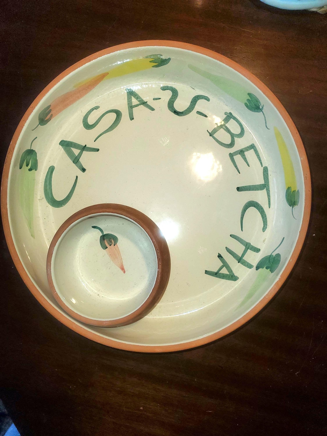 Casa U Betcha One Piece Terracotta Chip and Dip Bowl Portugal Hand ...