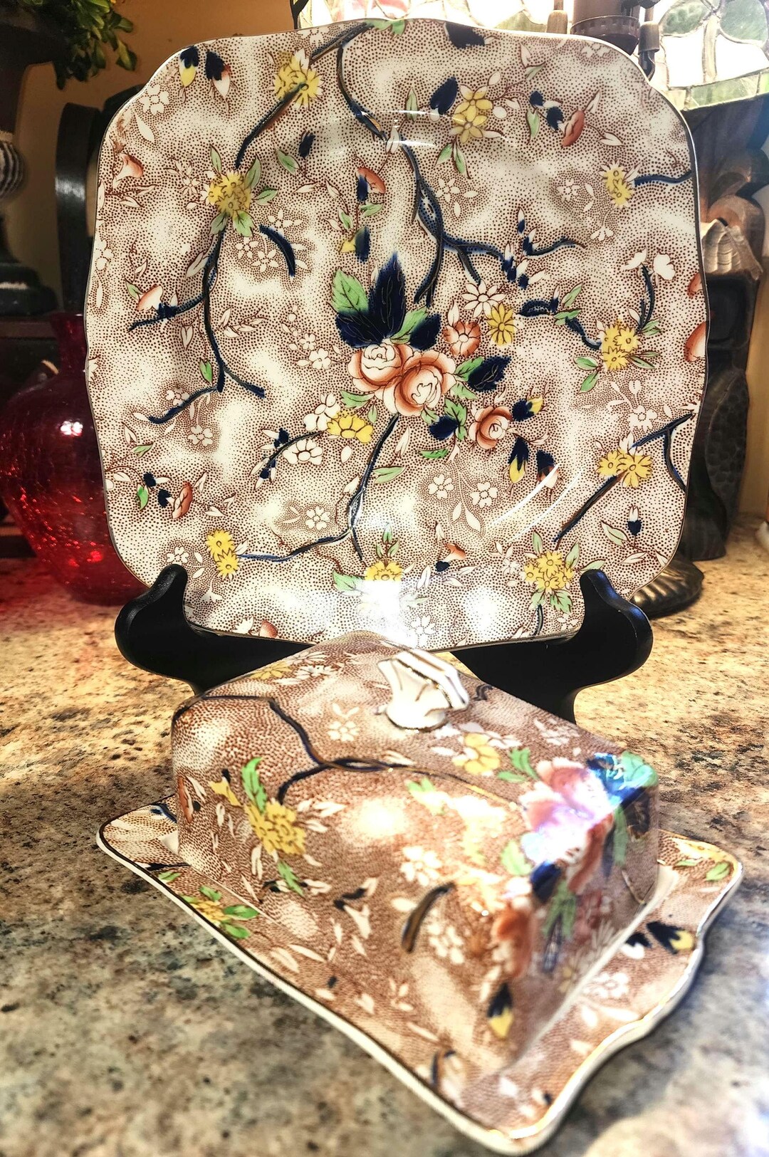 Victorian Corona Ware S Hancock and Sons Rosetta Pattern Cheese/butter ...