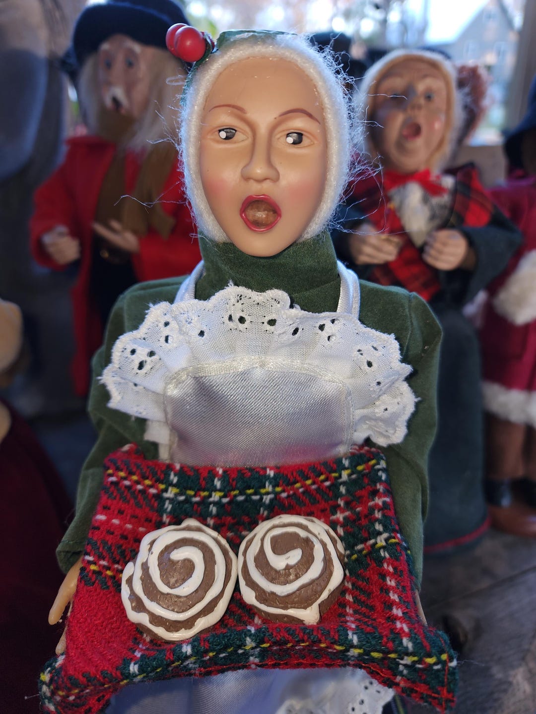 Vintage Christmas Woman Caroler With Tray of Cinnamon Rolls - Etsy