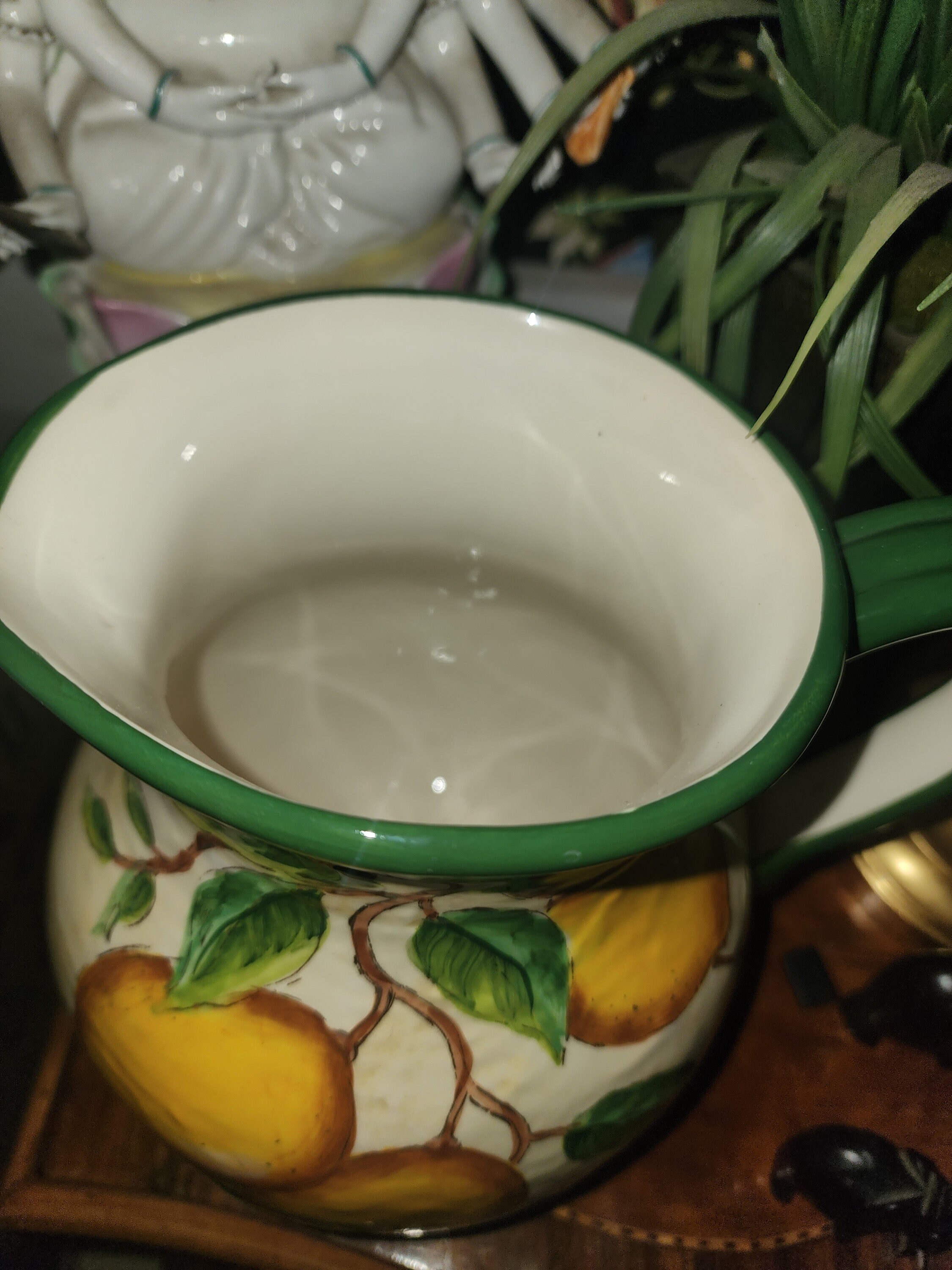 Ceramic Pitcher Lemon Hand Painted Utensil Holder Carafe Pottery Vase ...