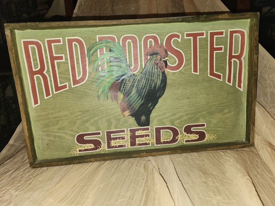 Red Rooster Hand Painted Solid Wood Heavy Hand Painted Sign - Etsy