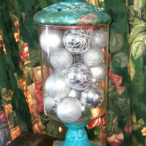 Beautiful Tall Pedestal Jar Lidded With Finial Top Home Decor Gift ...