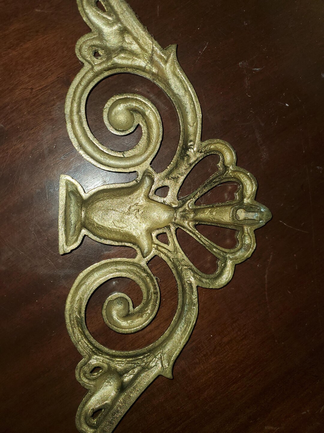 Vintage Large Metal Gold Colored Scroll Decorative Wall Sculpture ...