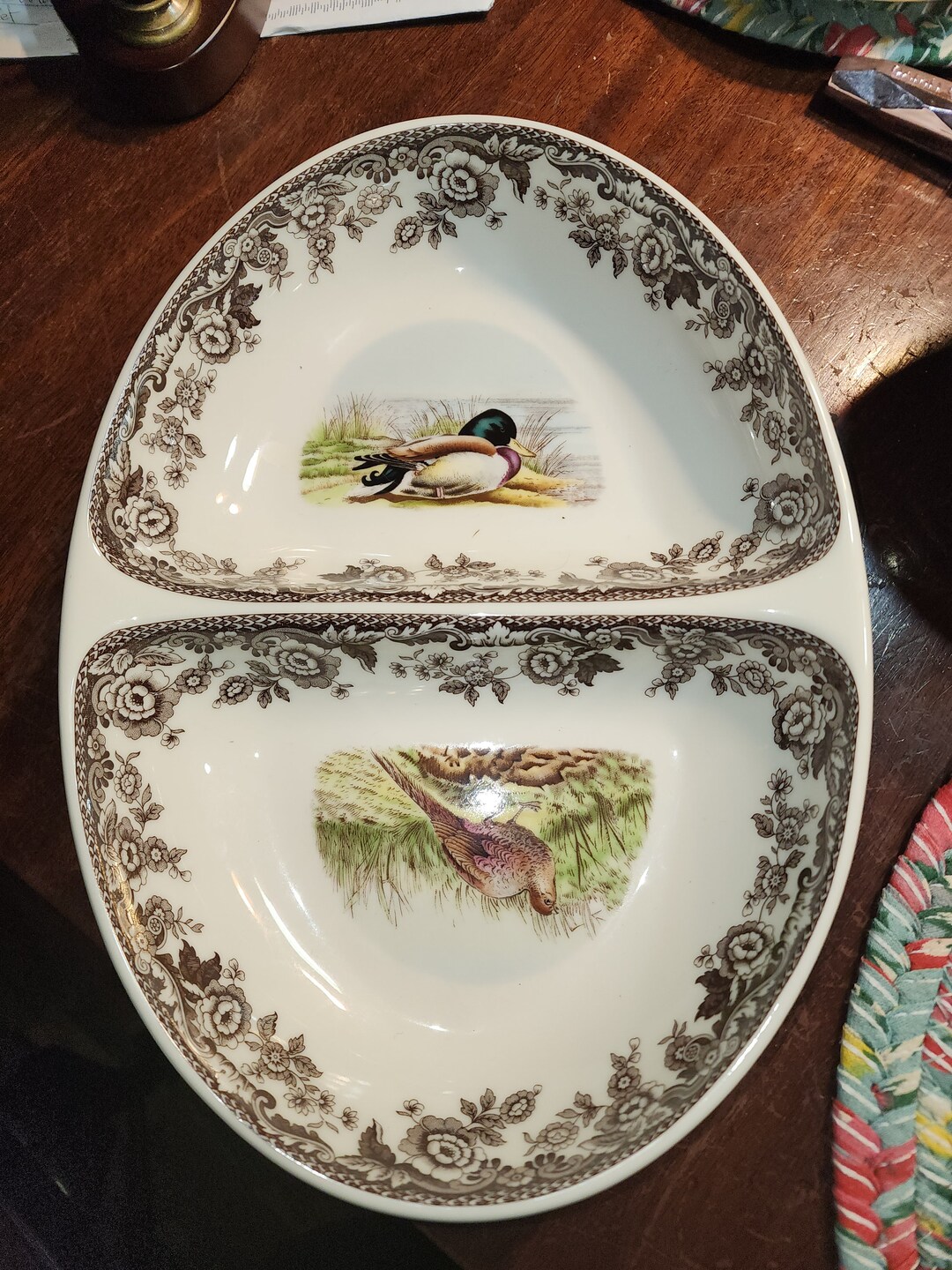 Spade Split Dish Bowl England Made Woodlands Mallard Duck.and Pheasant ...